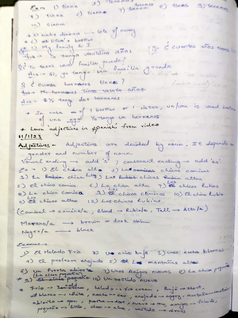 Spanish Class Notes | PDF