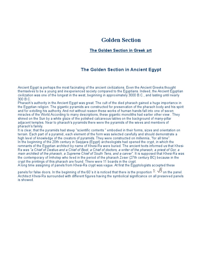 Golden Section in Ancient Egypt | PDF | Circle | Pyramid