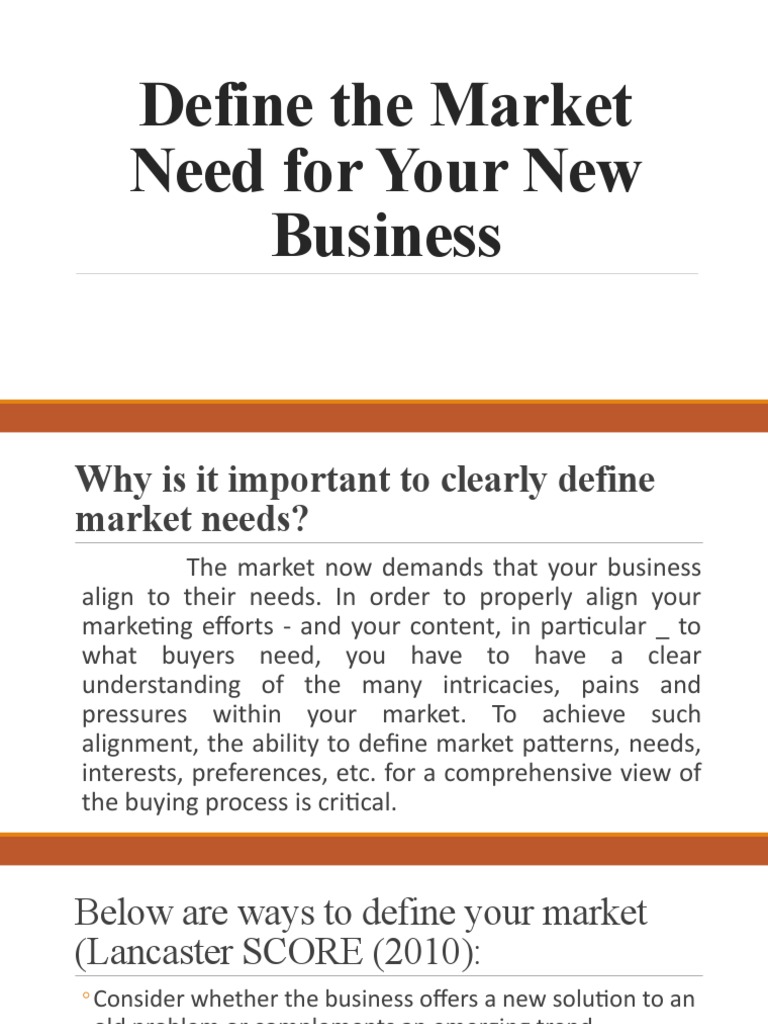 Define The Market Need For Your New Business | PDF | Finance & Money ...