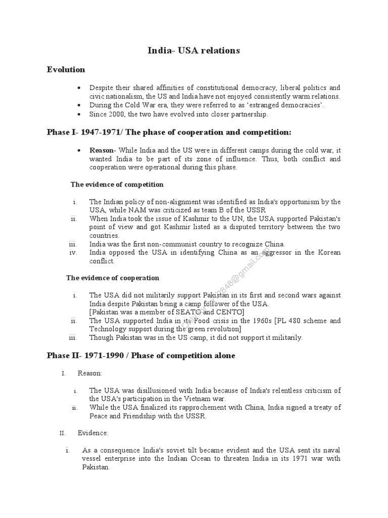 Classroom 4 Us India Relations 920260 | PDF | International Security | International Relations