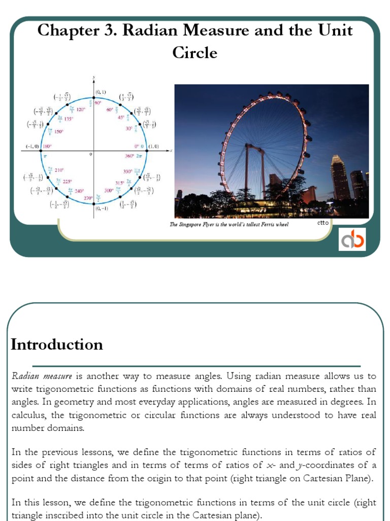 Chapter 3 Radian Measure The Unit Circle | PDF