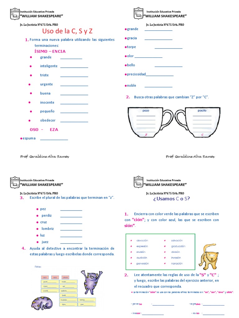 Ejercicios de Ortografía: C, S y Z | PDF | Lingüística