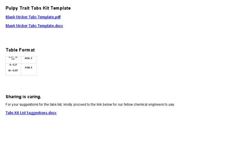 Perry's Handbook Tabs Template | PDF