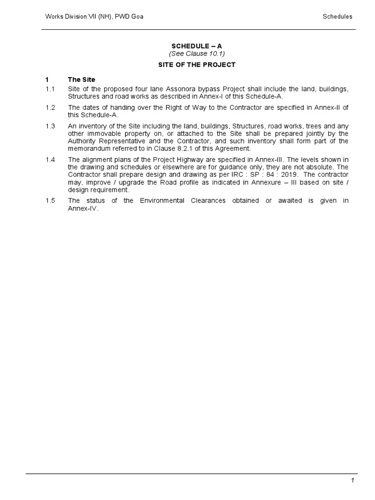 PWD Goa Schedules Site Details | PDF | Road | Intersection (Road)