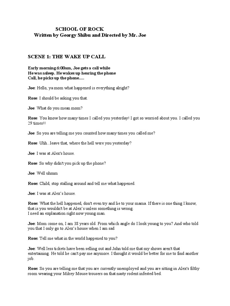 School of Rock: The Musical Script | PDF