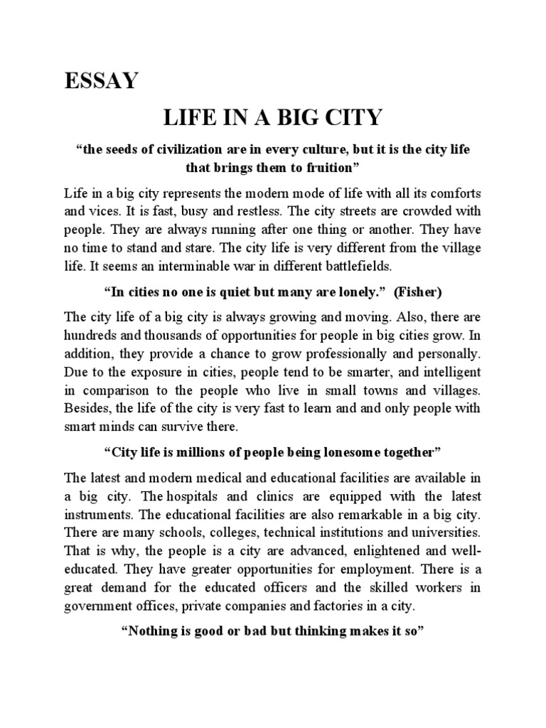 ESSAY (Life in A Big City) | PDF | Bus