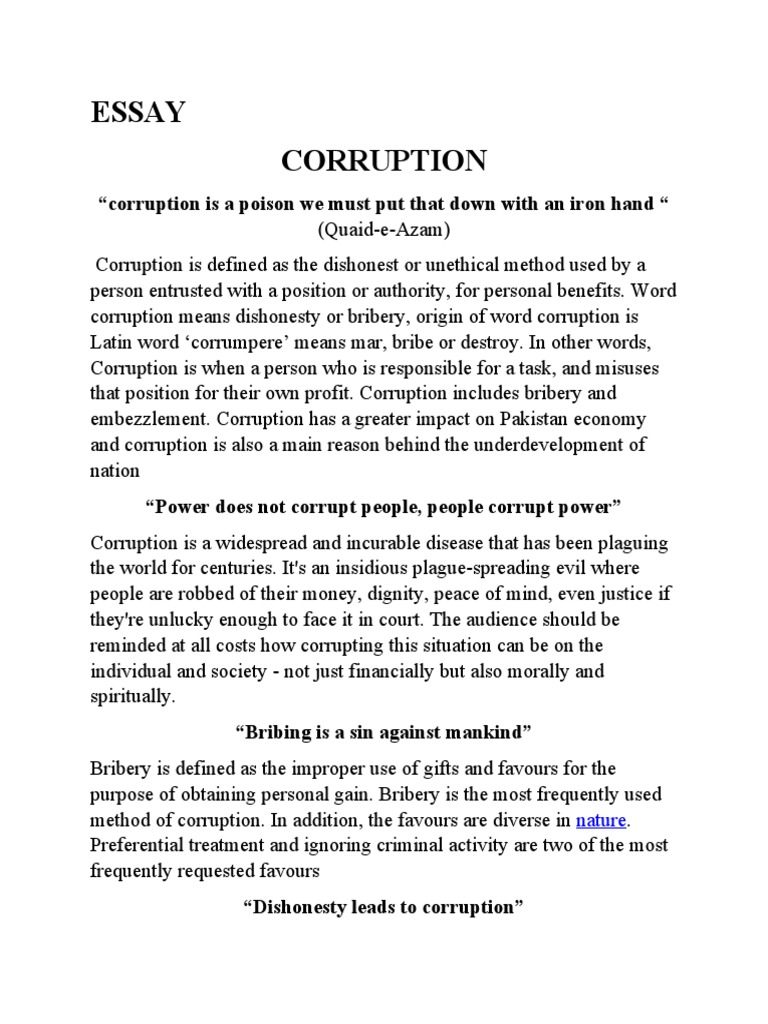 ESSAY Curruption | PDF