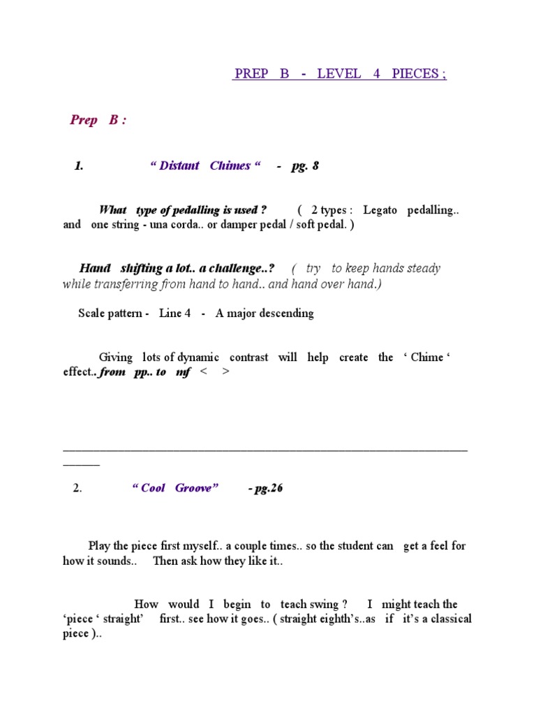 Prep A - Level 4 Pieces | PDF