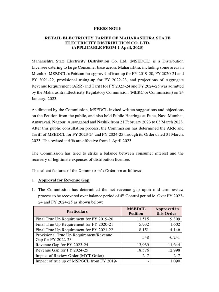 Press Release MSEDCL English | PDF | Rebate (Marketing) | Economies