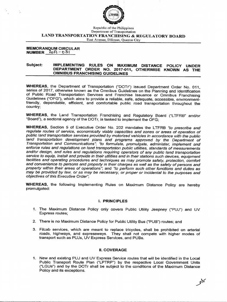 Max Distance of Routes of Jeepneys | PDF