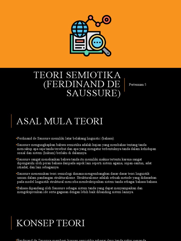 Pertemuan 5 - Teori Semiotika (Ferdinand de Saussure) | PDF