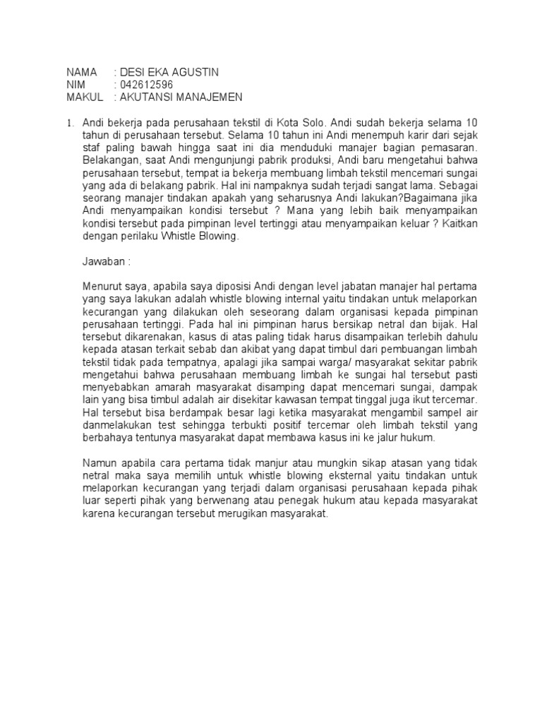 Tugas 1 Akutansi Manajeman Desi Eka | PDF