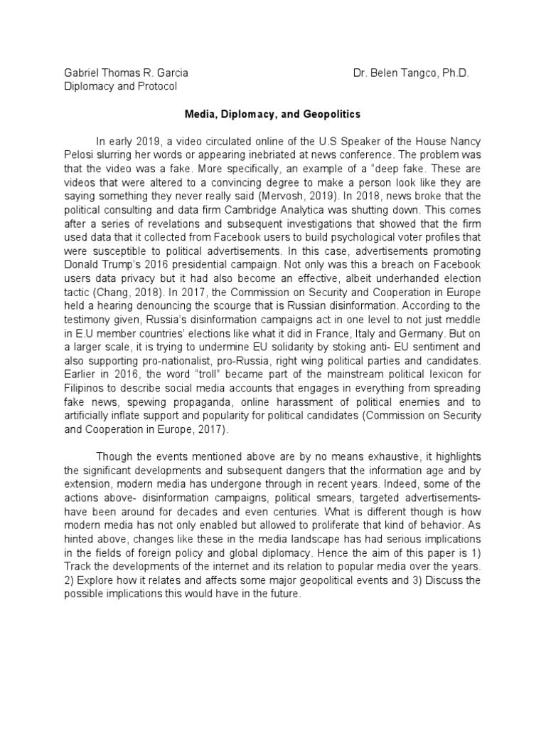 Media, Diplomacy and Geopolitics | Download Free PDF | Social Media ...