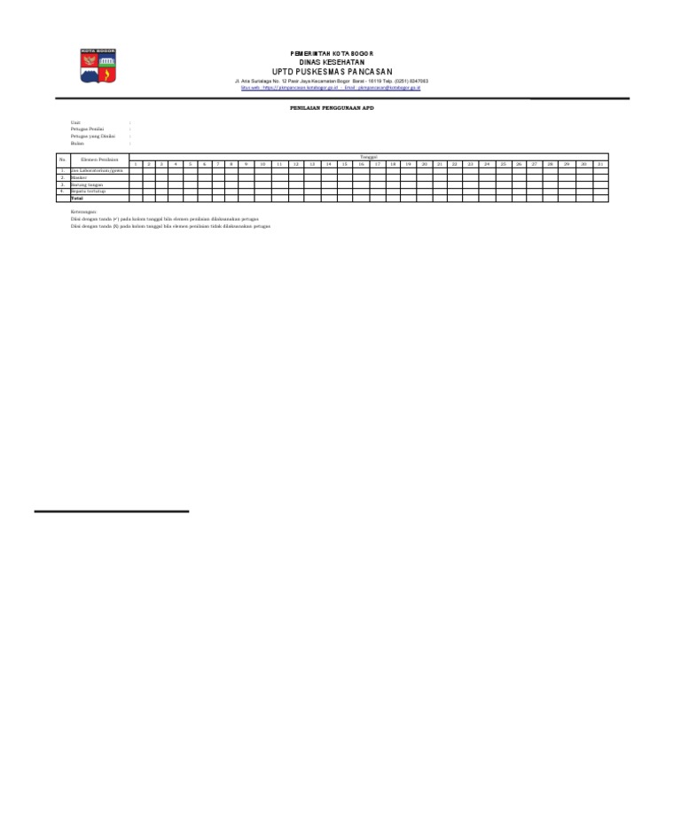 form penggunaan apd | PDF