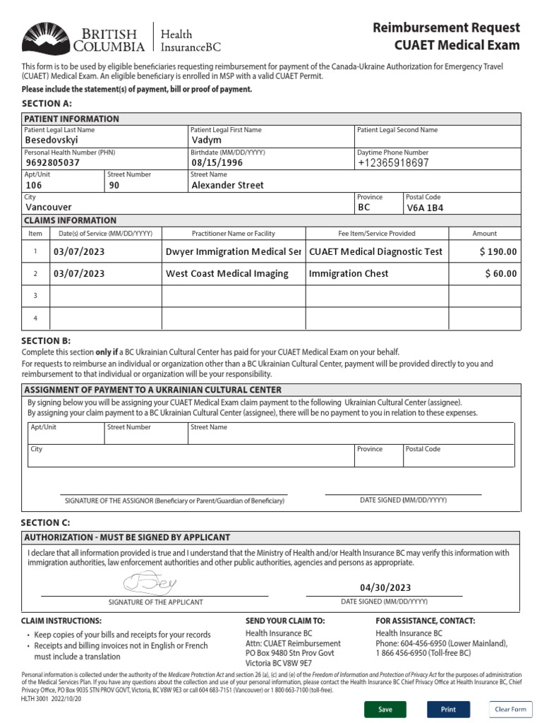 Reimbursement Request CUAET | PDF | Health Care | Social Programs