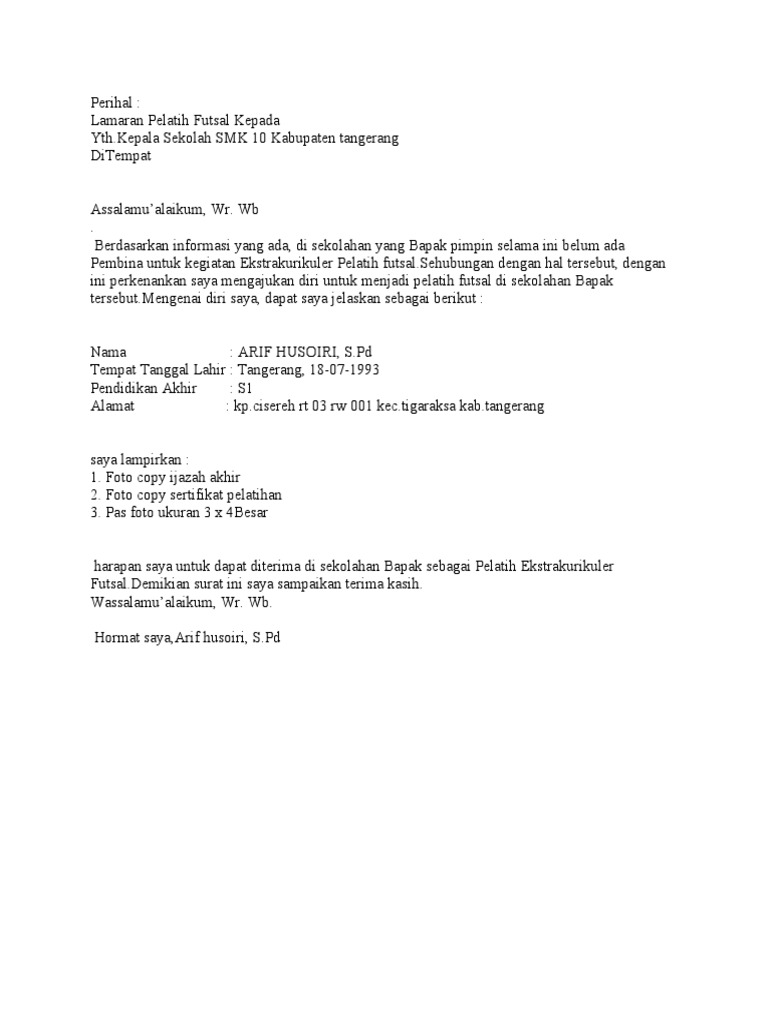 CV Pelamar Eskul | PDF