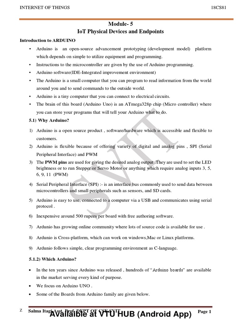 Availaible at Vtu Hub (Android App) : Module-5 Iot Physical Devices and ...