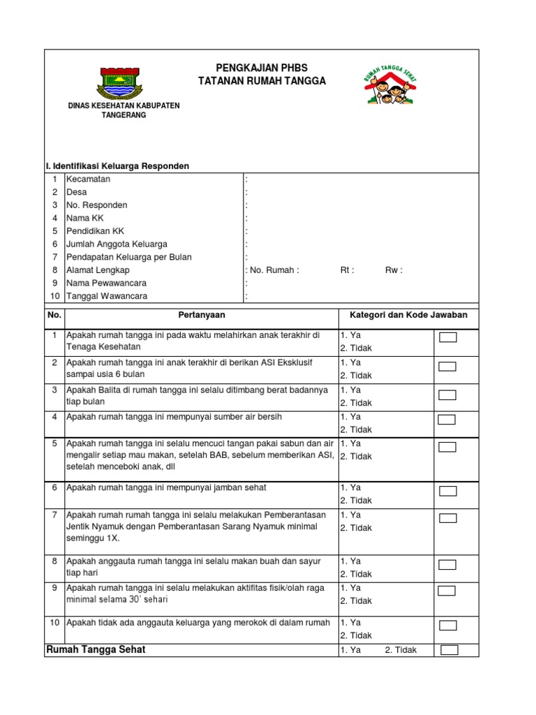 Form Phbs Rumah Tagga | PDF