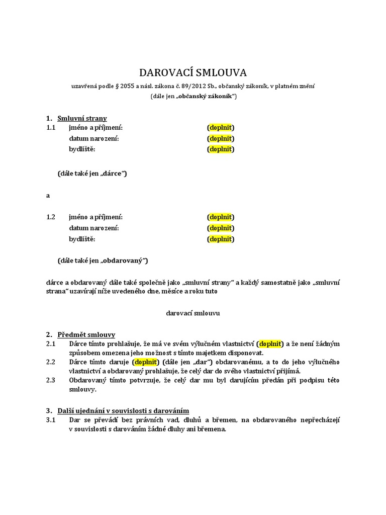 47c97da5 Bi Vzor Darovaci Smlouva Ppbi | PDF