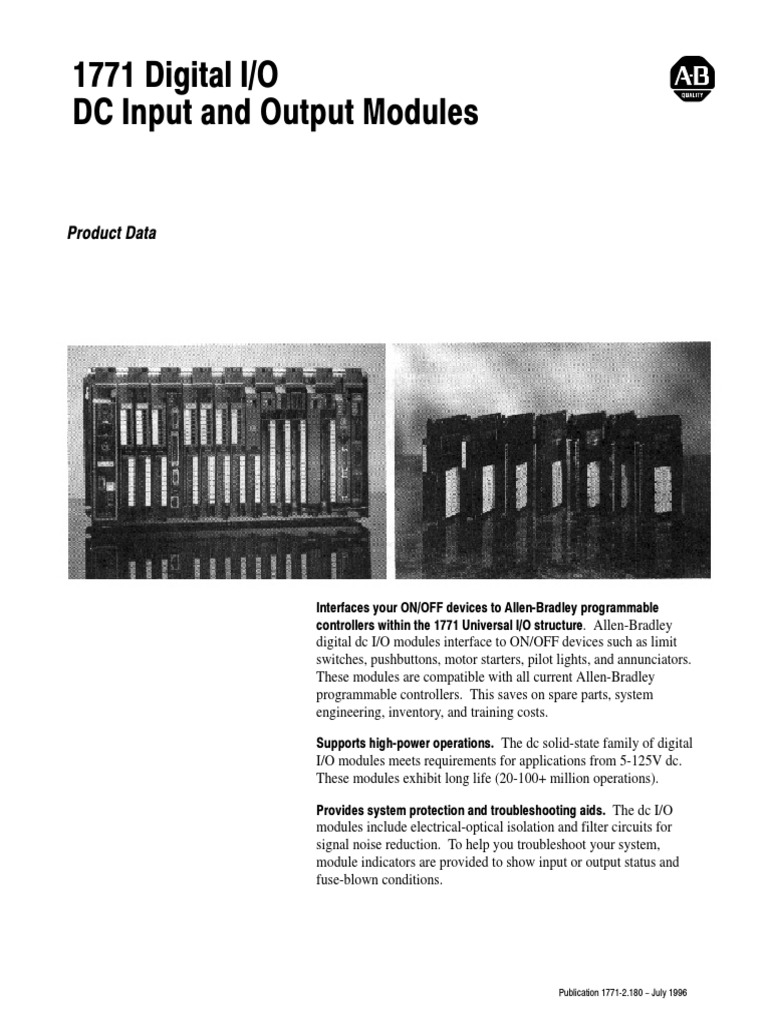 1771 Digital I/O DC Input and Output Modules: Product Data | Download Free PDF | Power Supply ...