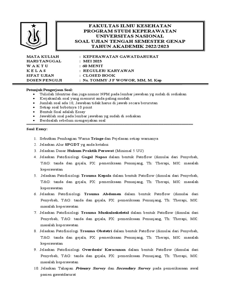Soal Uts MK Gadar Mei 2023 | PDF