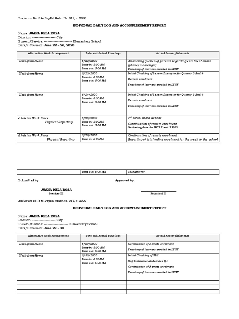 Individual Daily Log and Accomplishment Report | PDF | Computing ...