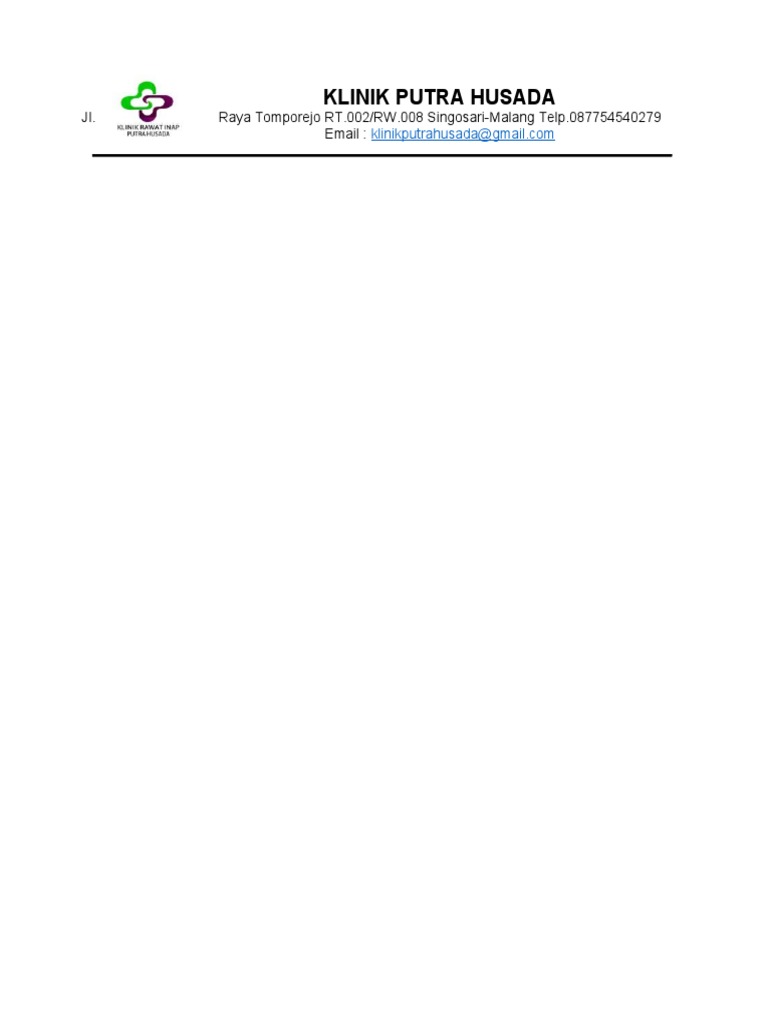 Klinik Putra Husada: Jl. Raya Tomporejo RT.002/RW.008 Singosari-Malang Telp.087754540279 Email | PDF
