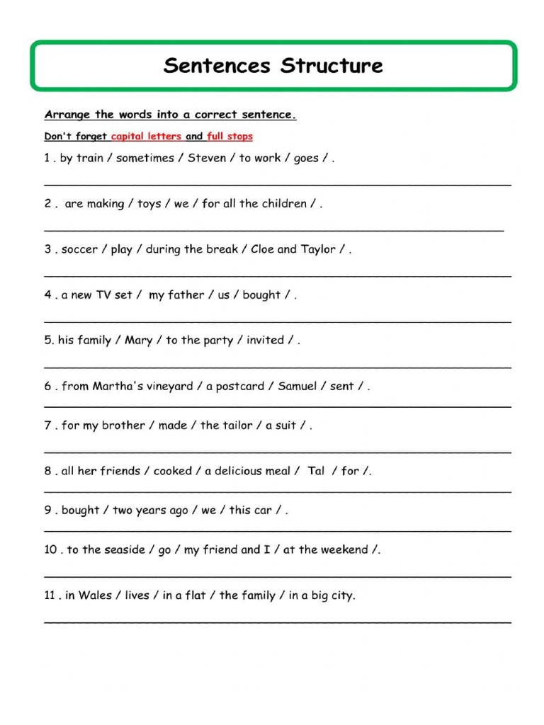 Sentences Structure | PDF