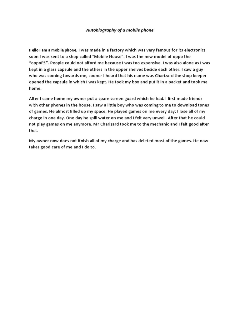 Autobiography of a Mobile Phone | PDF