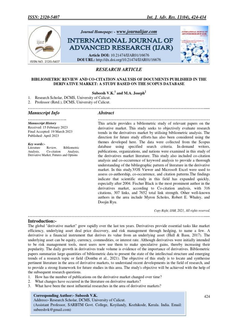 Bibliometric Review and Co-Citation Analysis of Documents Published in ...