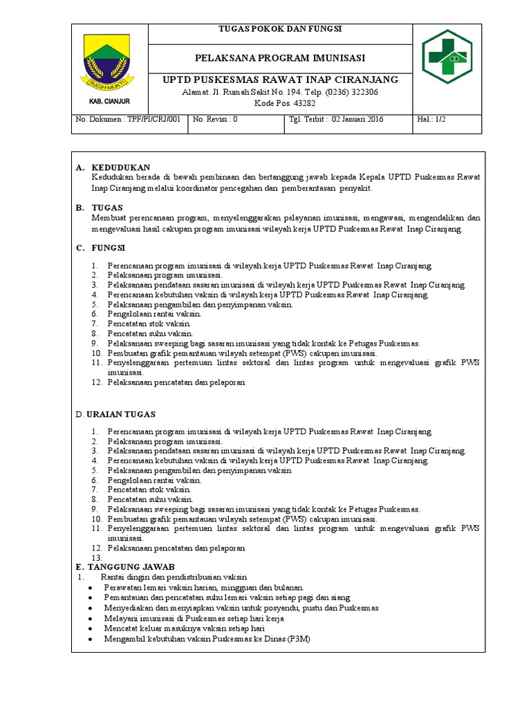 Tupoksi Imunisasi | PDF
