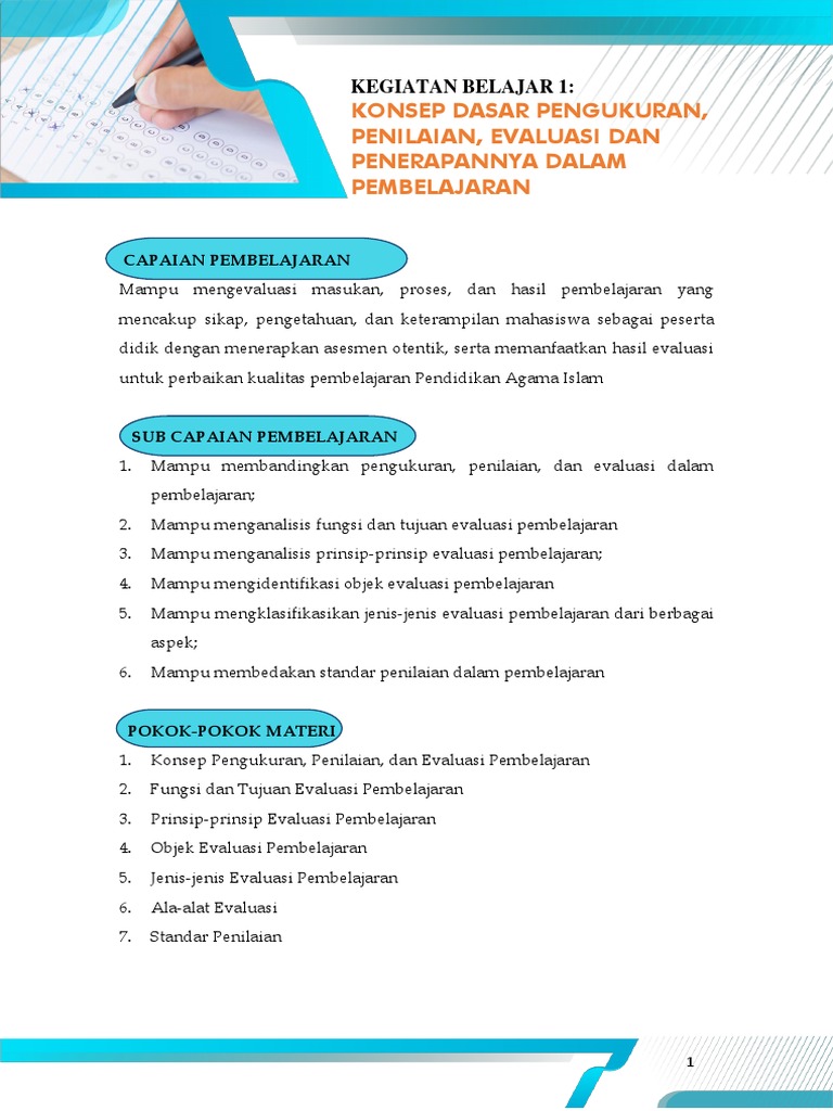 Modul Evaluasi Pembelajaran KB 1 | PDF