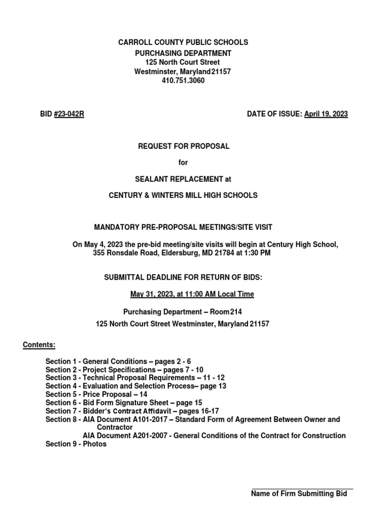 Sealant Replacement RFP for Schools | PDF | Americans With Disabilities ...