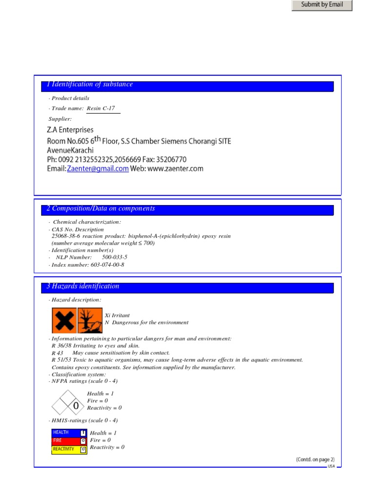 Resin C 17 MSDS | PDF