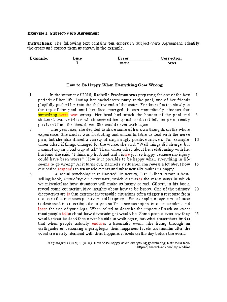 SVA - Error Analysis Exercise | PDF | Self-Improvement | Lifestyle