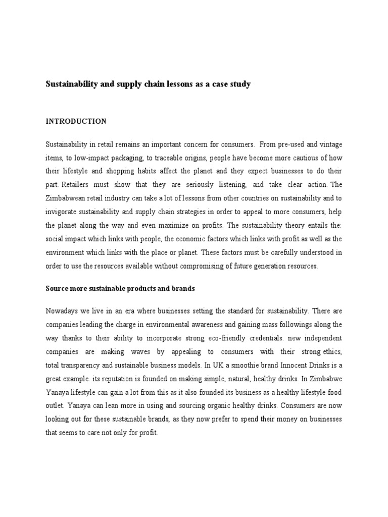 Sustainability Lessons Learnt Case Study | PDF | Business