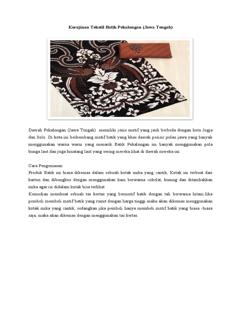 Kerajinan Tekstil Batik Pekalongan | PDF