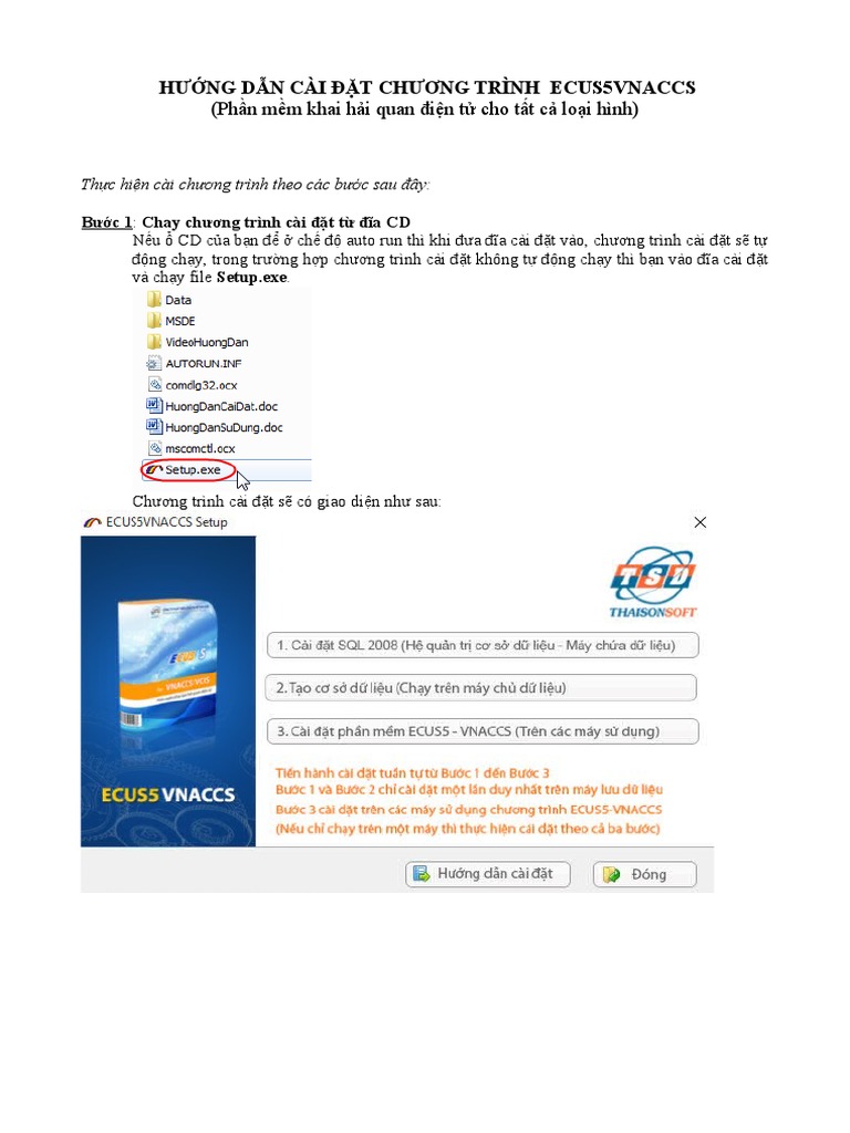 Hướng Dẫn Cài Đặt ECUS5-VNACCS | PDF