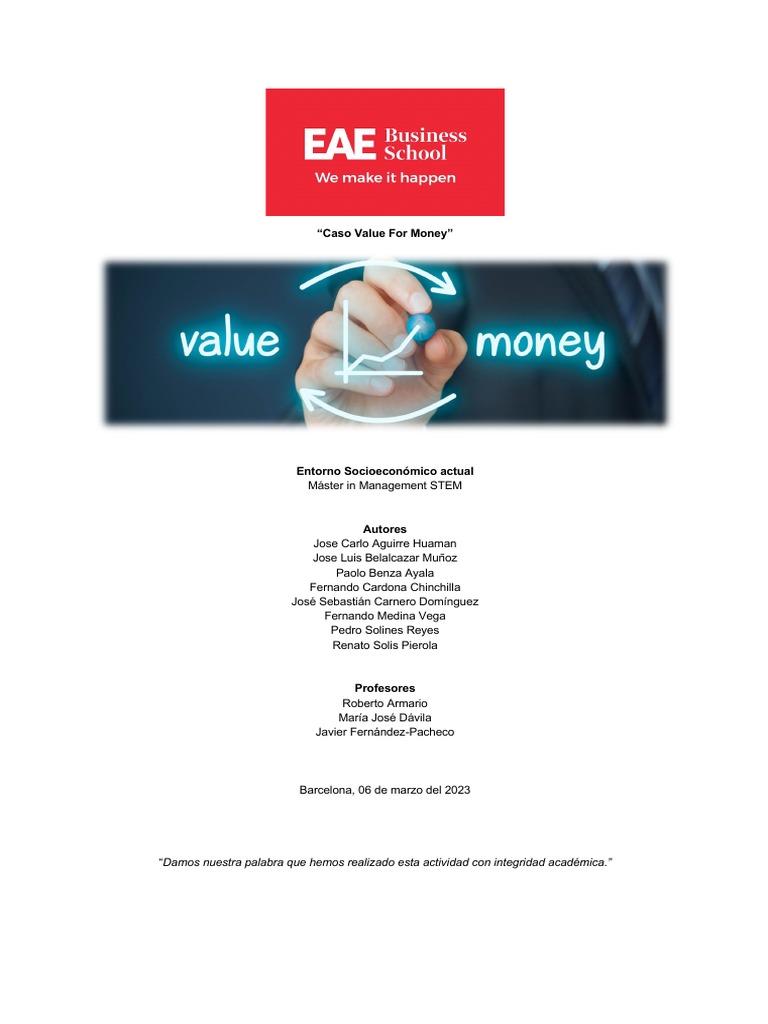 Caso Value For Money - Informe | PDF | Empresa de inicio | Pequeñas empresas y emprendedores