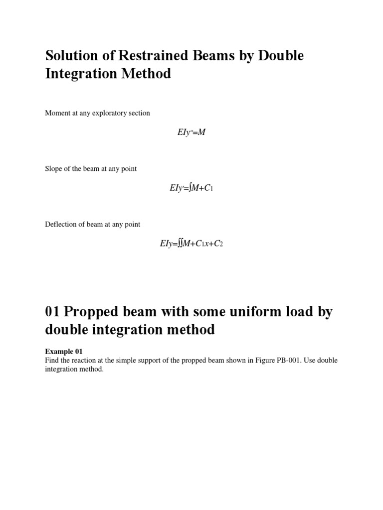 Solution of Restrained Beams by Double Integration Method | PDF | Beam ...