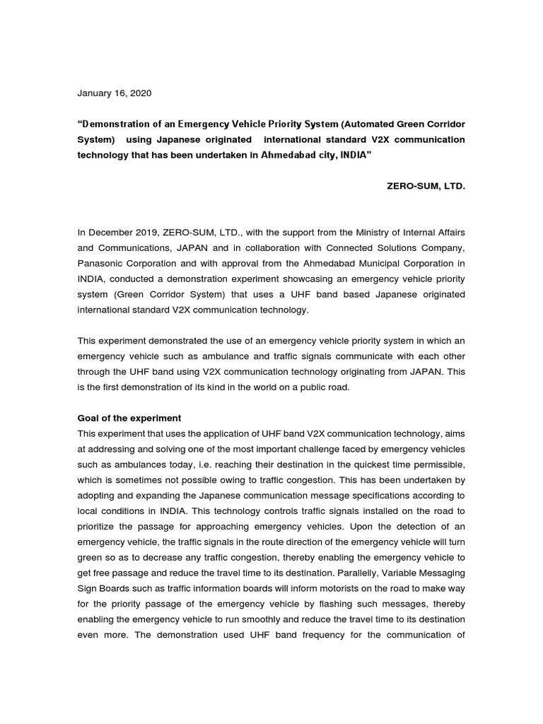 Demonstration of An Emergency Vehicle Priority System Using Japanese ...