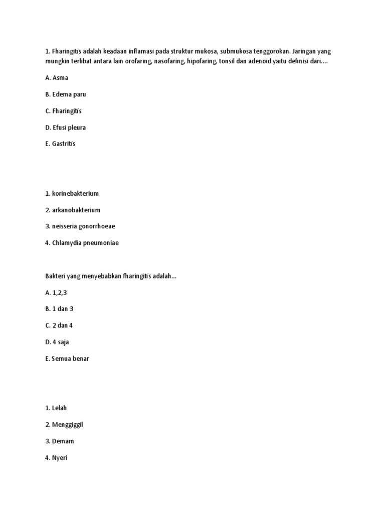 Soal Faringitis Edit. | PDF | Kesehatan Holistik