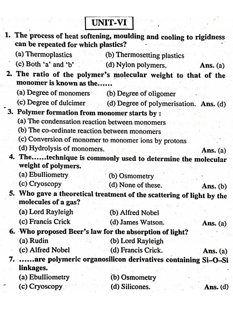 Unit VI Chemistry BSC | PDF