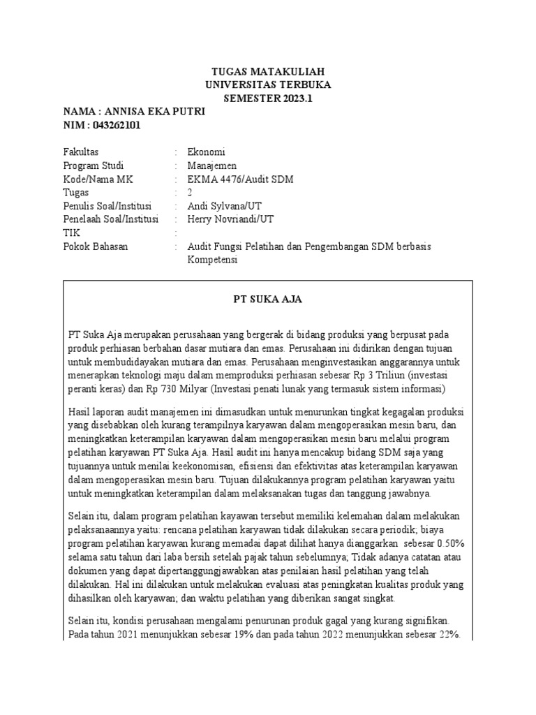 Tugas 2 Audit SDM | PDF