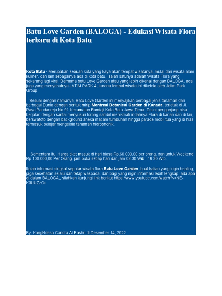 Batu Love Garden | PDF | Griya & Taman