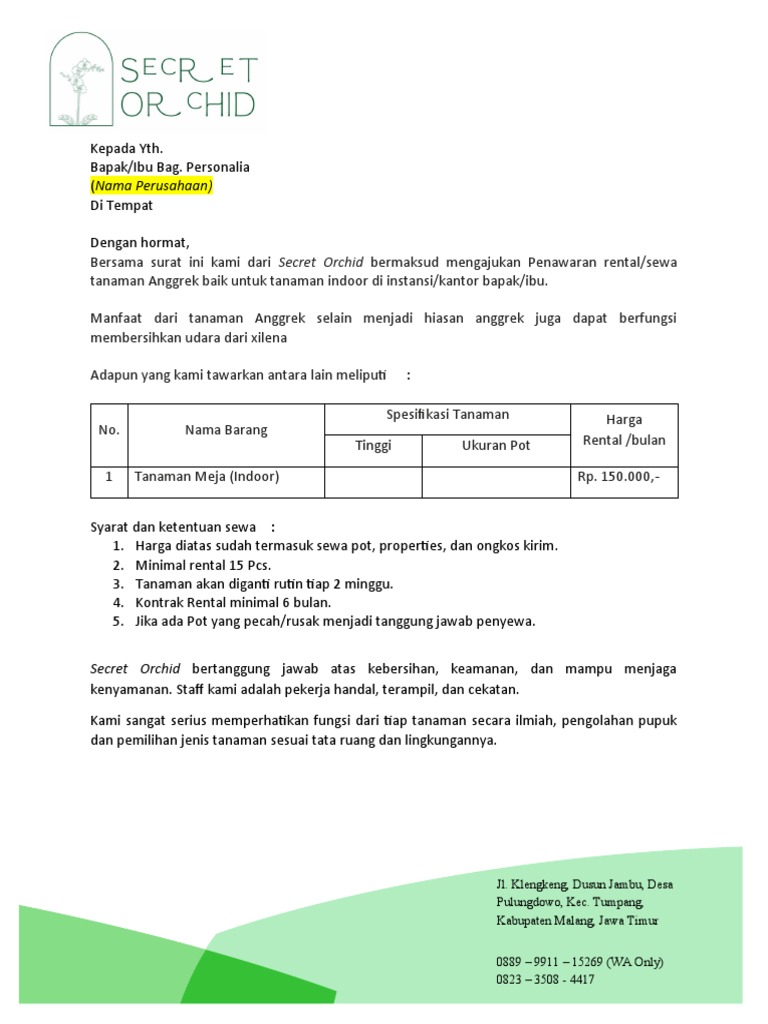 (Draft) Surat Penawaran | PDF