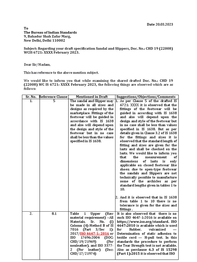 Draft Letter IS 6721 | PDF