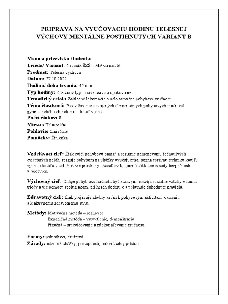 Príprava TSV MP Variant B-Katarína Novák | PDF