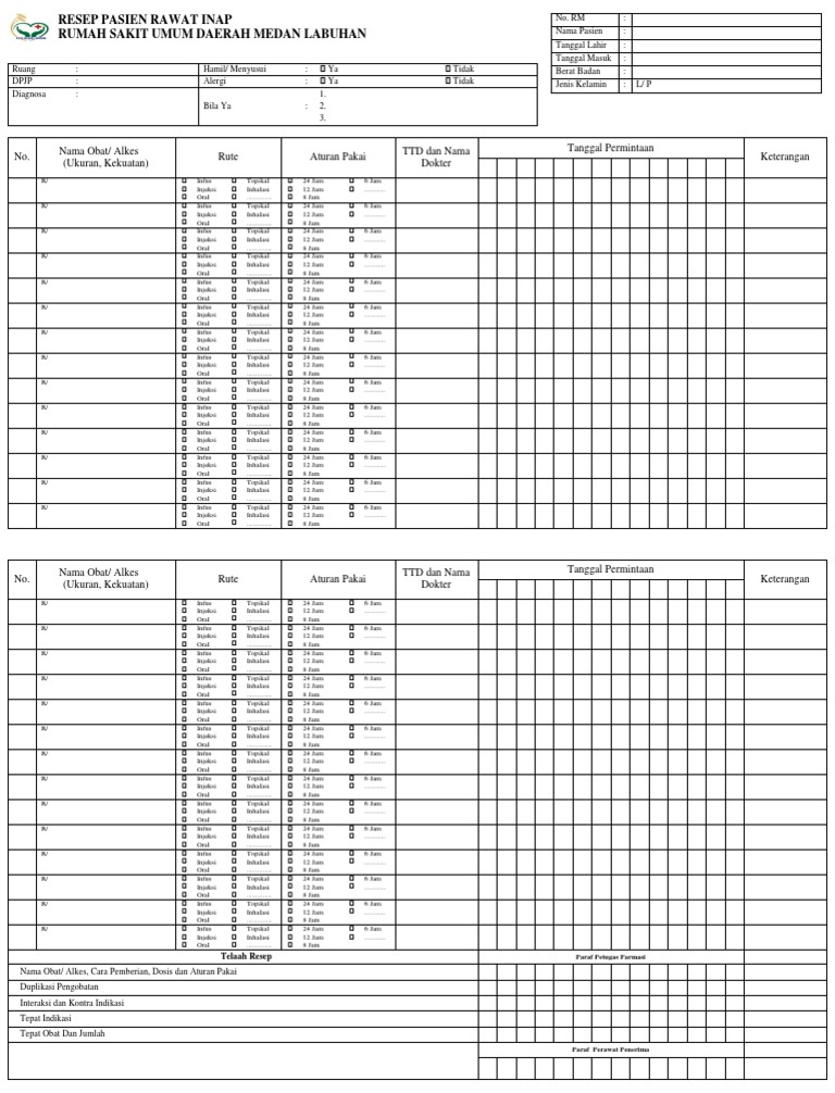 Blanko Resep Pasien Rawat Inap | PDF