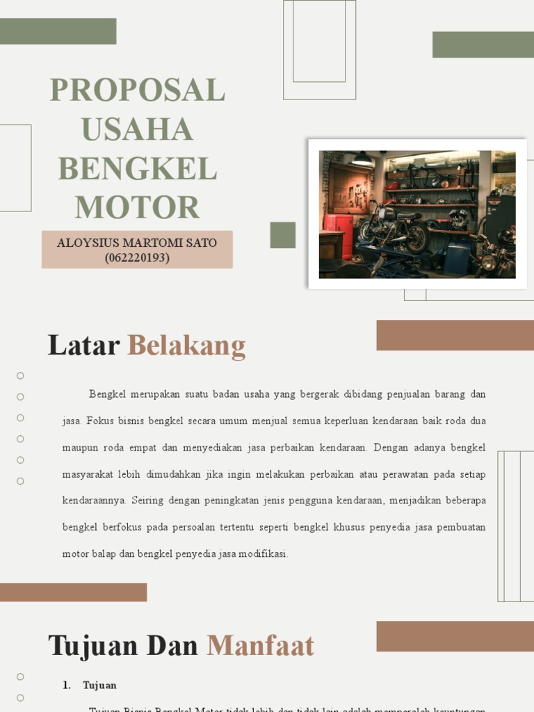 Proposal Usaha Bengkel Motor | PDF